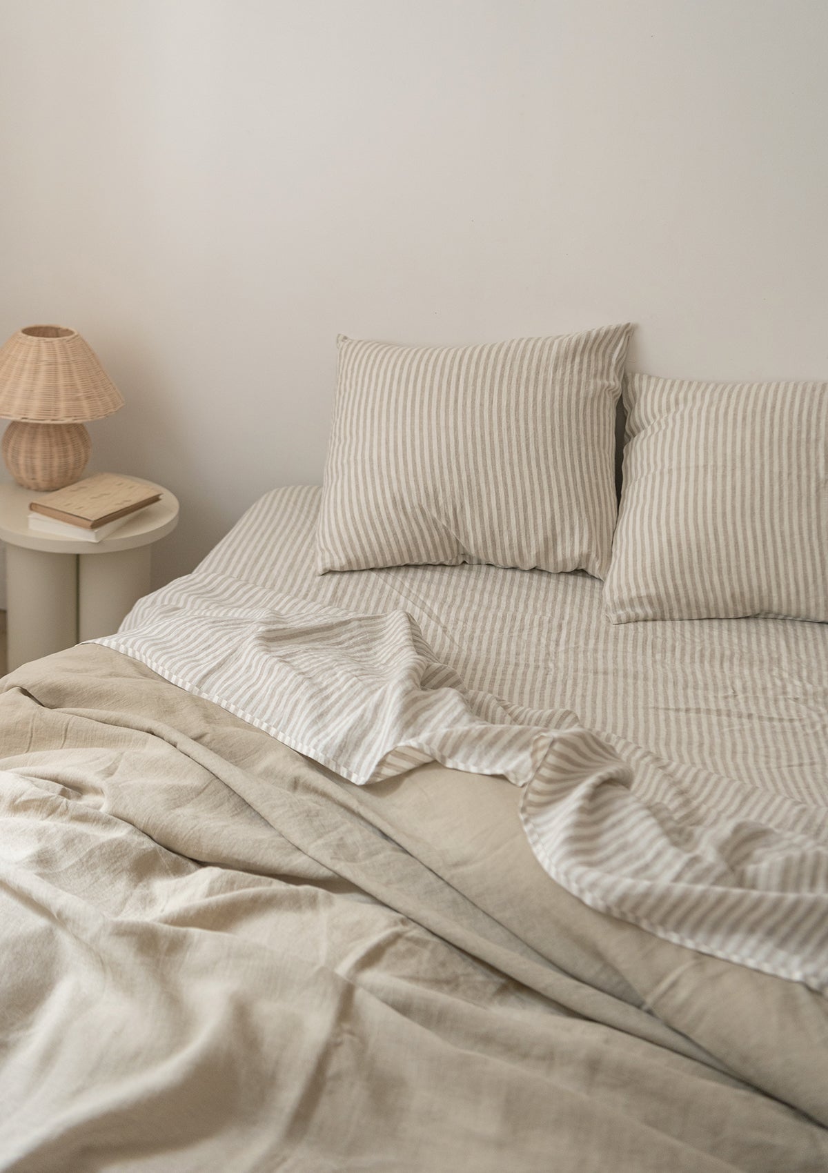 Beige Stripe Linen Pillowcases | April Notes