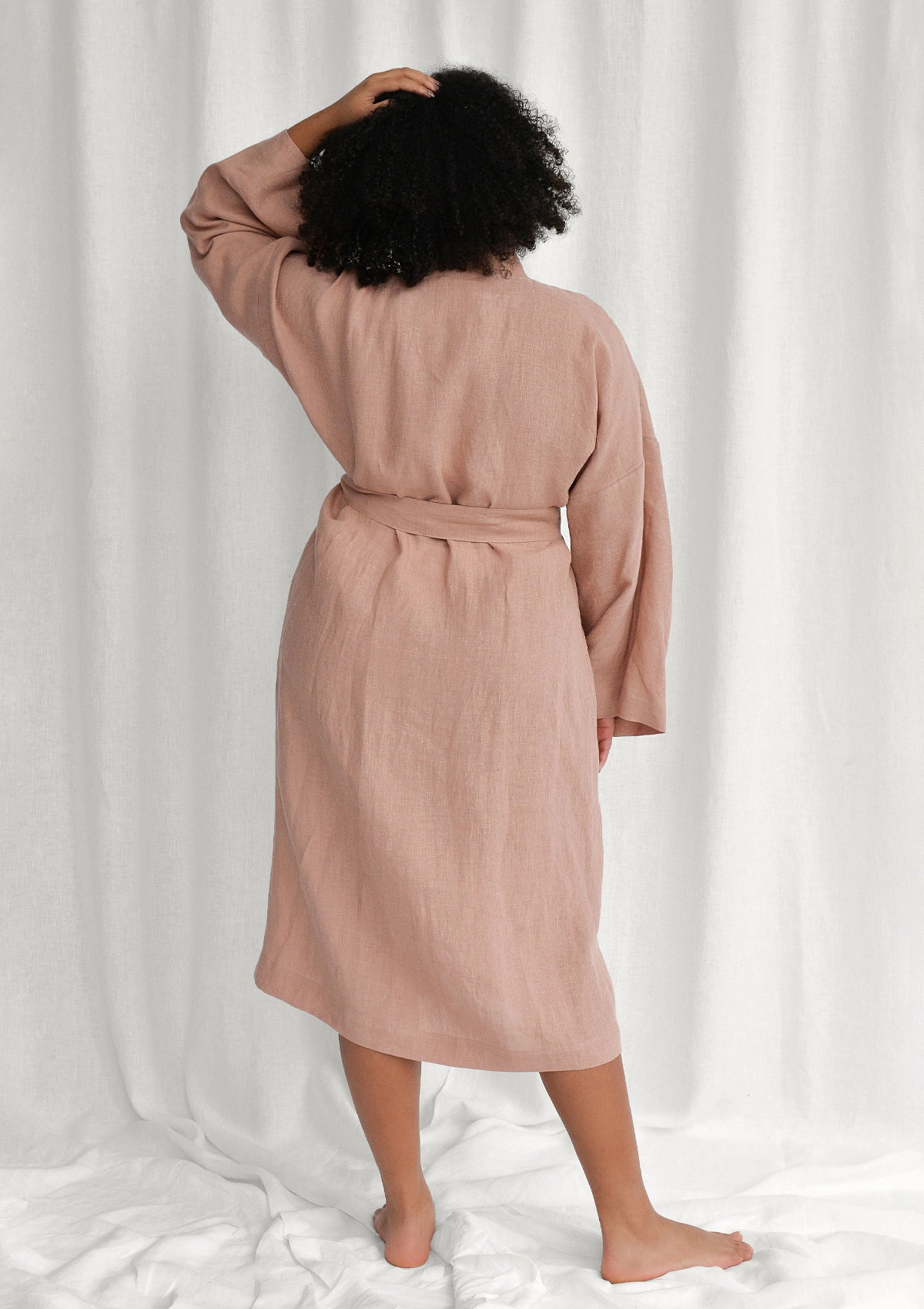 Sunset Rose Linen Bathrobe | April Notes